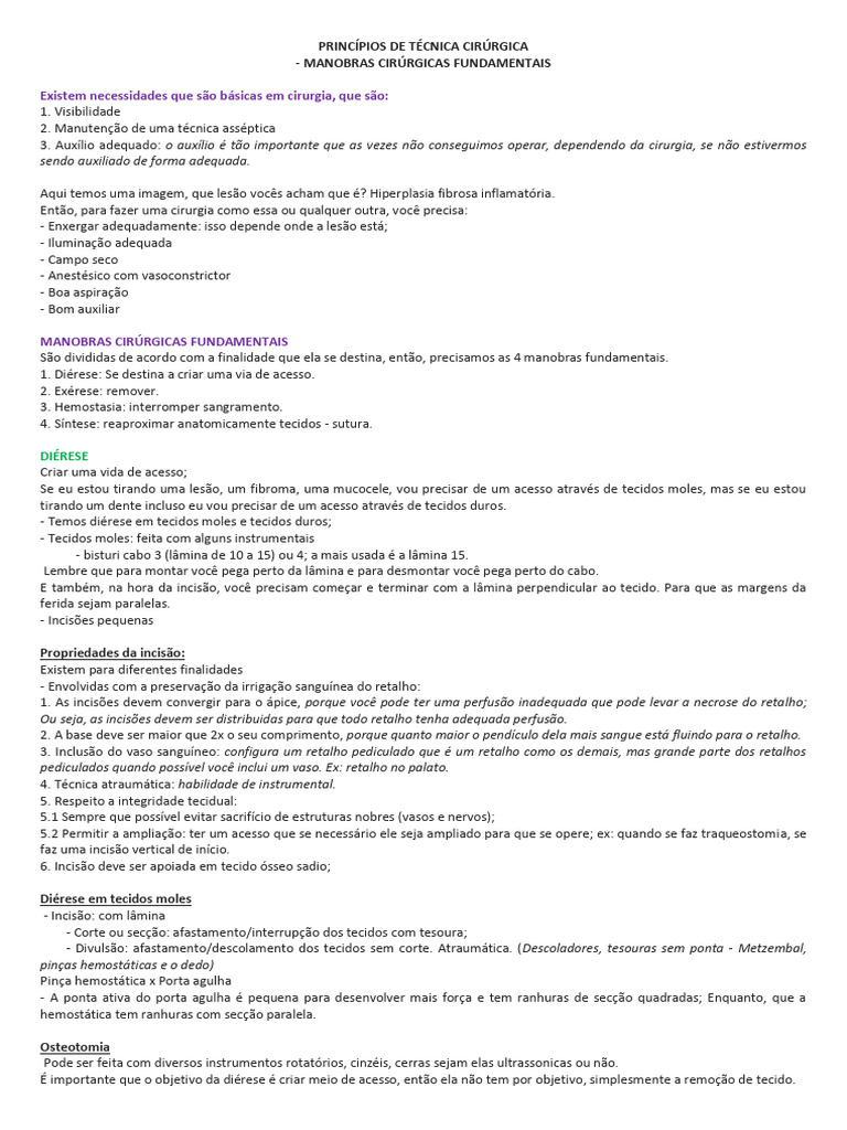 Manobras Cirurgicas Fundamentais | PDF | Dente humano | Varejistas