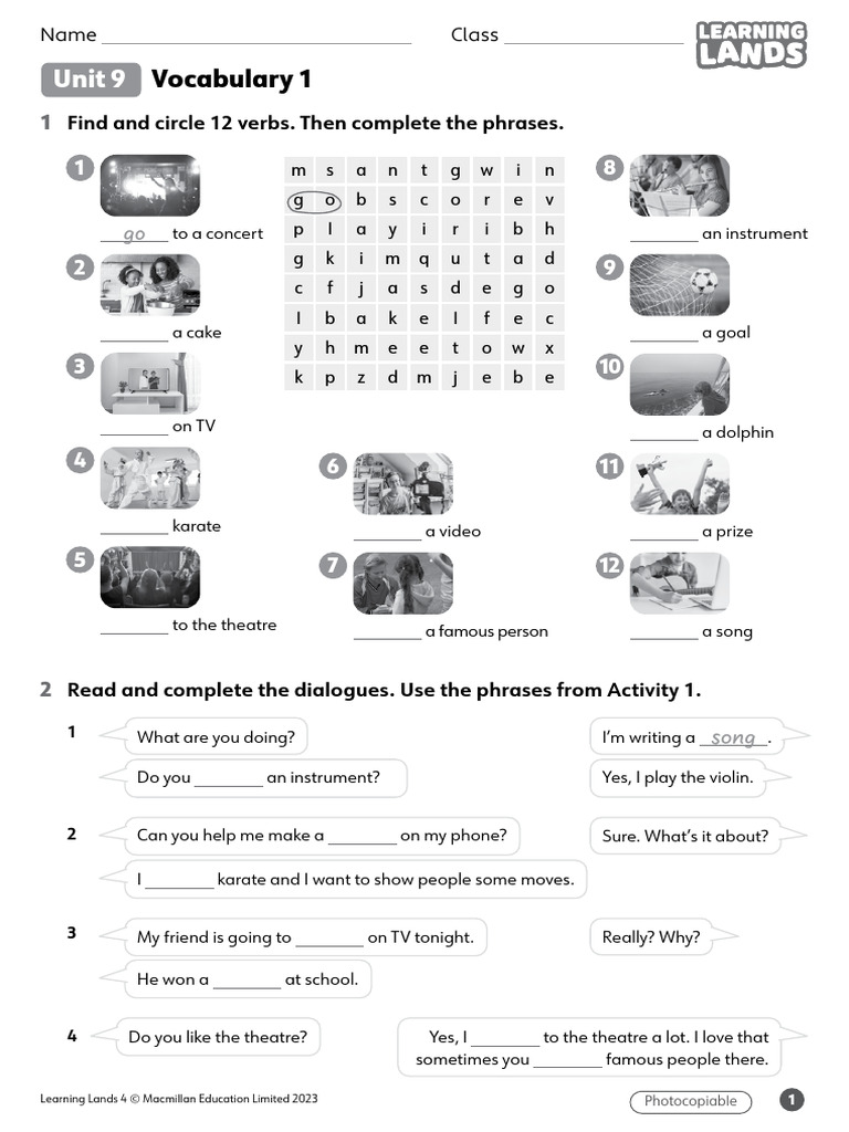 LL 4 Worksheets Vocabulary U9 1 | PDF | Linguistics | Languages