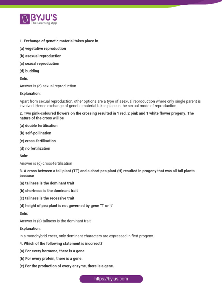 Ncert Exemplar Solutions Nov25 Class 10 Science Chapter 9 Heredity and ...