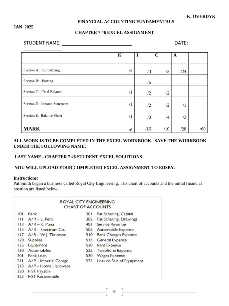 BAF3M Chapter 7 #6 Excel Assignment 2024 - 2025 | PDF | Financial ...