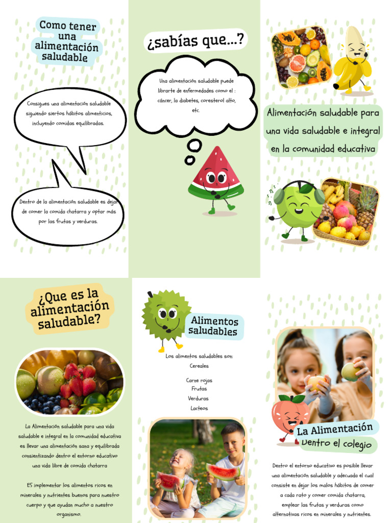 Folleto Tríptico Comida Fruta Infantil Divertido Multicolor - 20250519 ...