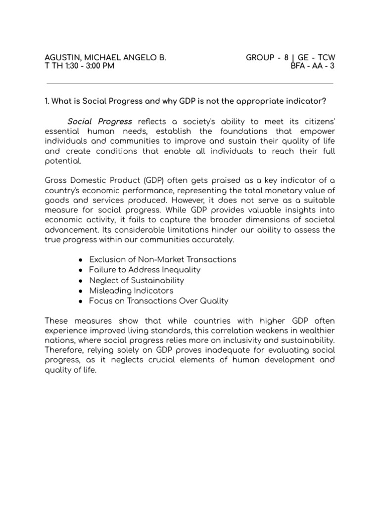 Activity 03 Agustin Michael | PDF | Sustainability | Gross Domestic Product