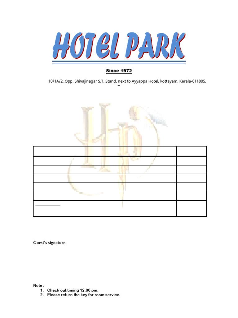 Hotel Bill Format 1 Docx Edited | PDF