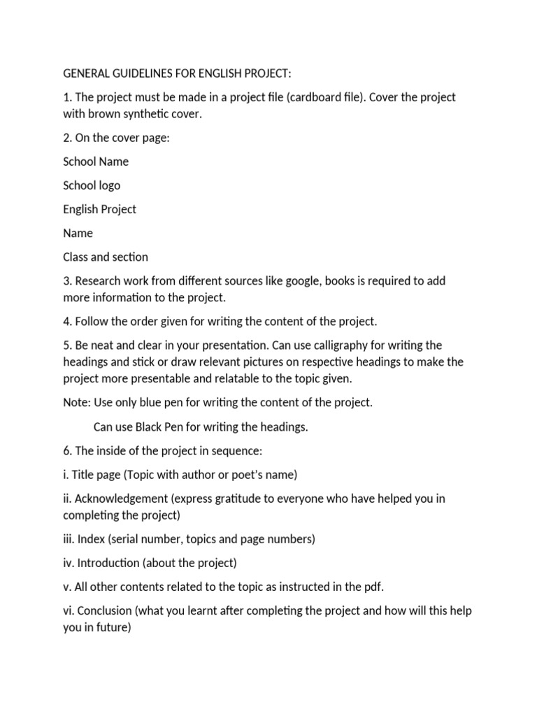 PROJECT GUIDELINES and DETAILS - XI - ENG | PDF