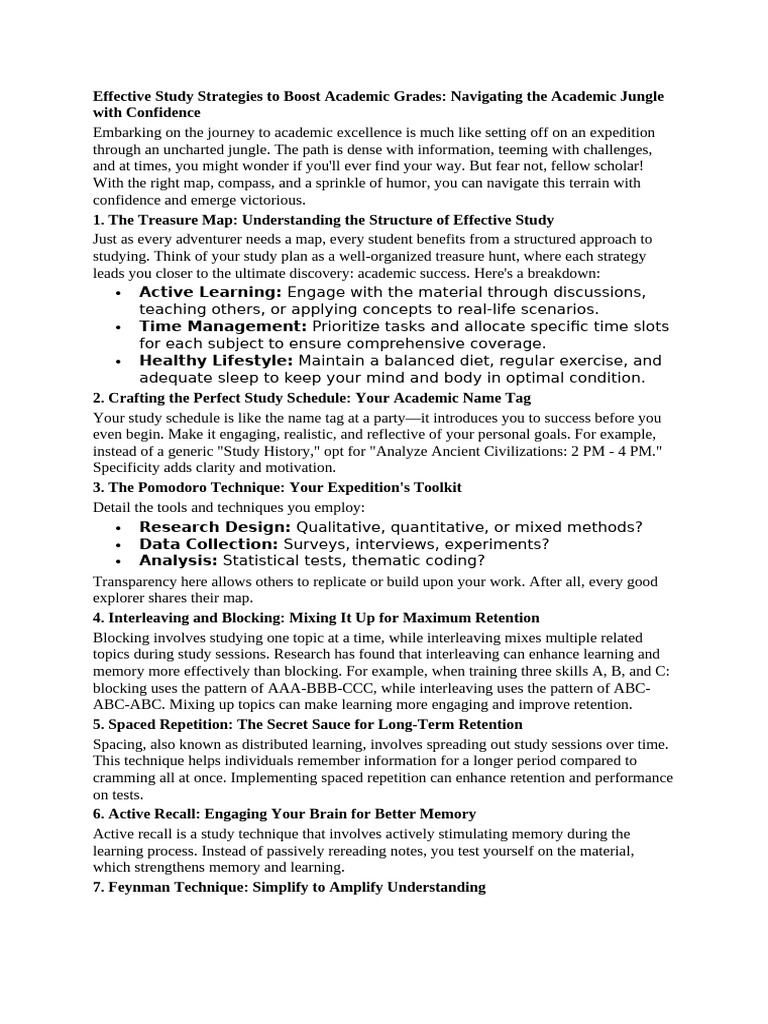 Effective Study Strategies To Boost Academic Grades Navigating The ...