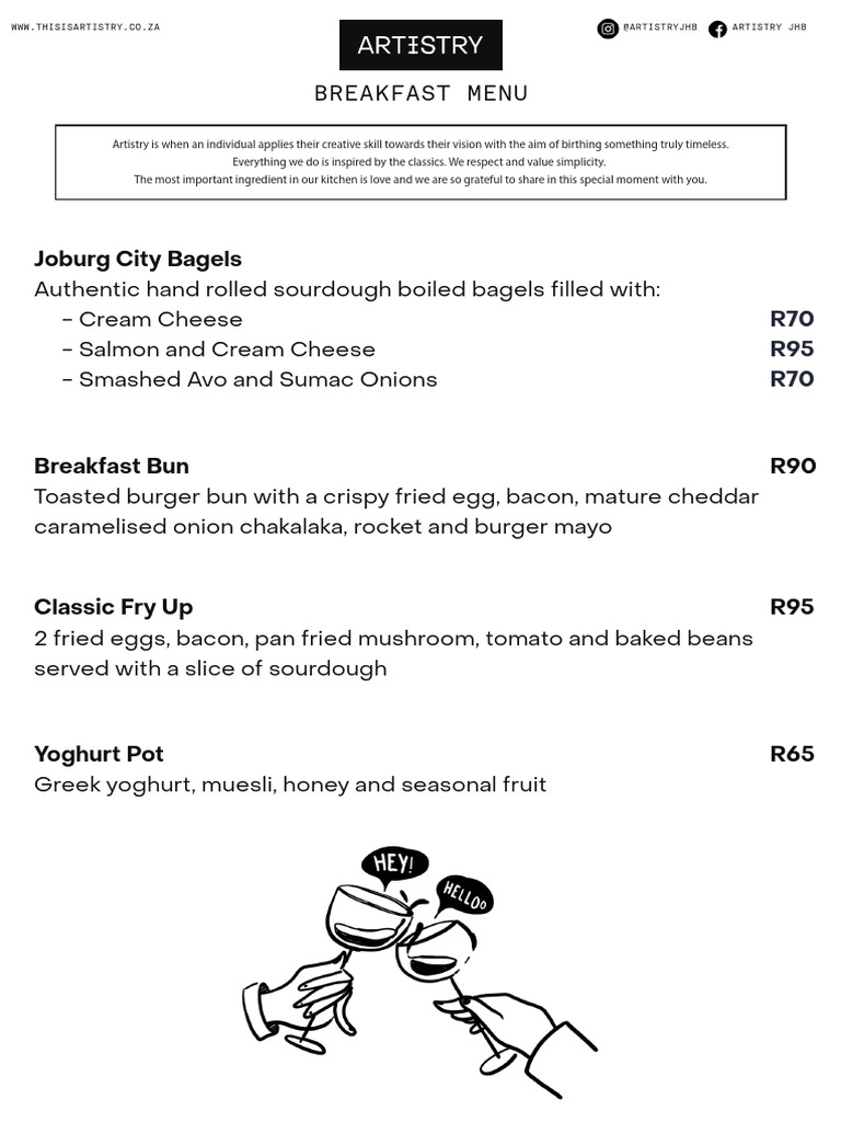 Artistry Breakfast Menu | PDF