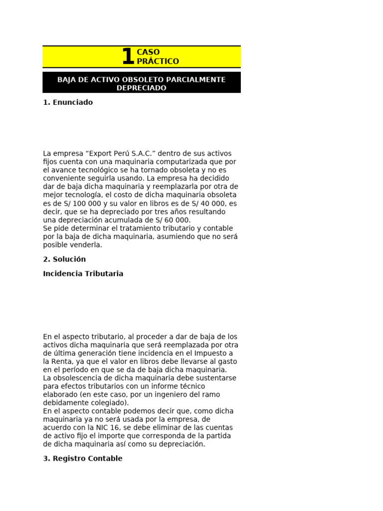 Baja de Activos Fijos por Obsolescencia | PDF | Depreciación | Impuesto ...