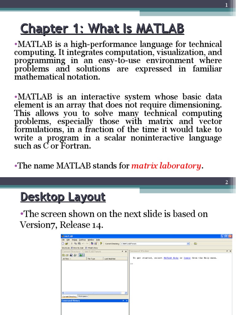 Chapter 1: What Is MATLAB | PDF | Matlab | Variable (Computer Science)