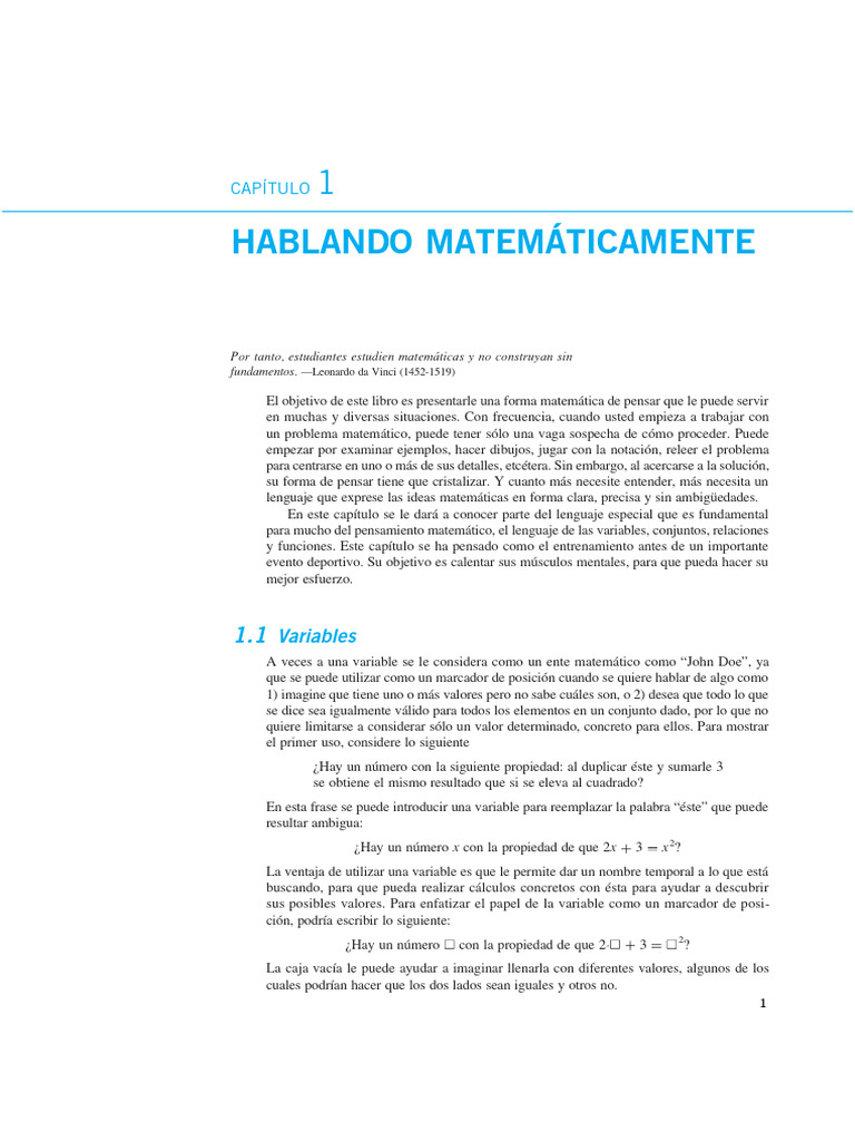 Texto 1 - Hablando Matemáticamente | PDF | Número Real | Verdad