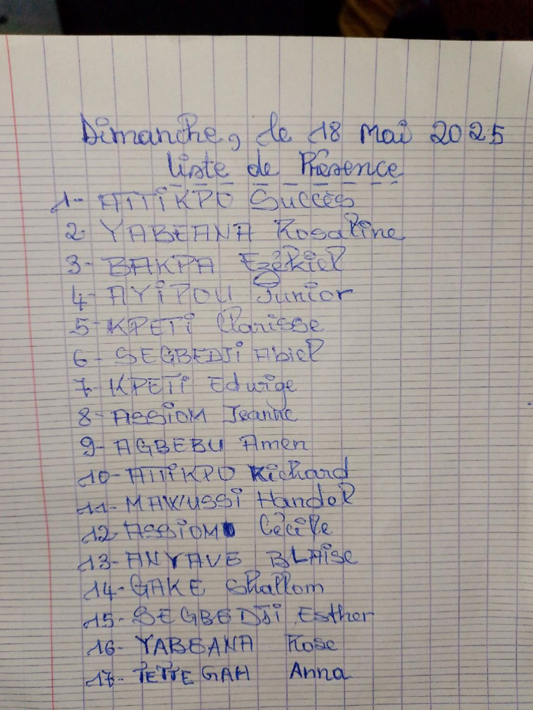 Liste de Presence 18 Mai 2025 | PDF