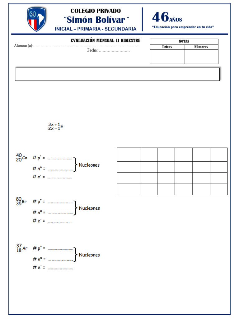 Examen Mensual 1ero de Secundaria 2do Bimestre | PDF
