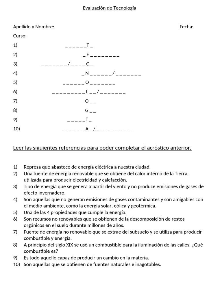 Evaluación de Tecnologia 2 Año CSPL | PDF
