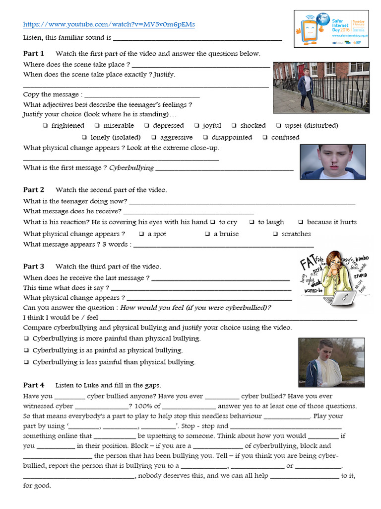 Cyberbullying Worksheet Copie | PDF | Cyberbullying | Bullying