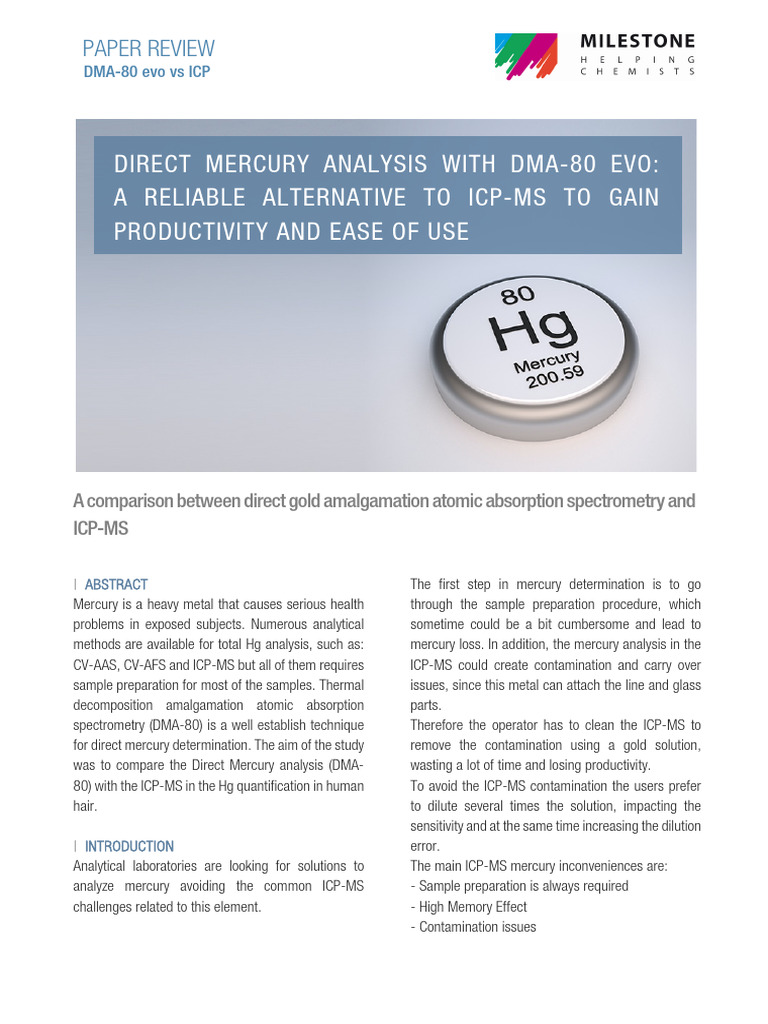 Paper Review - DMA-80 Evo Vs ICP | PDF | Mercury (Element) | Atomic ...