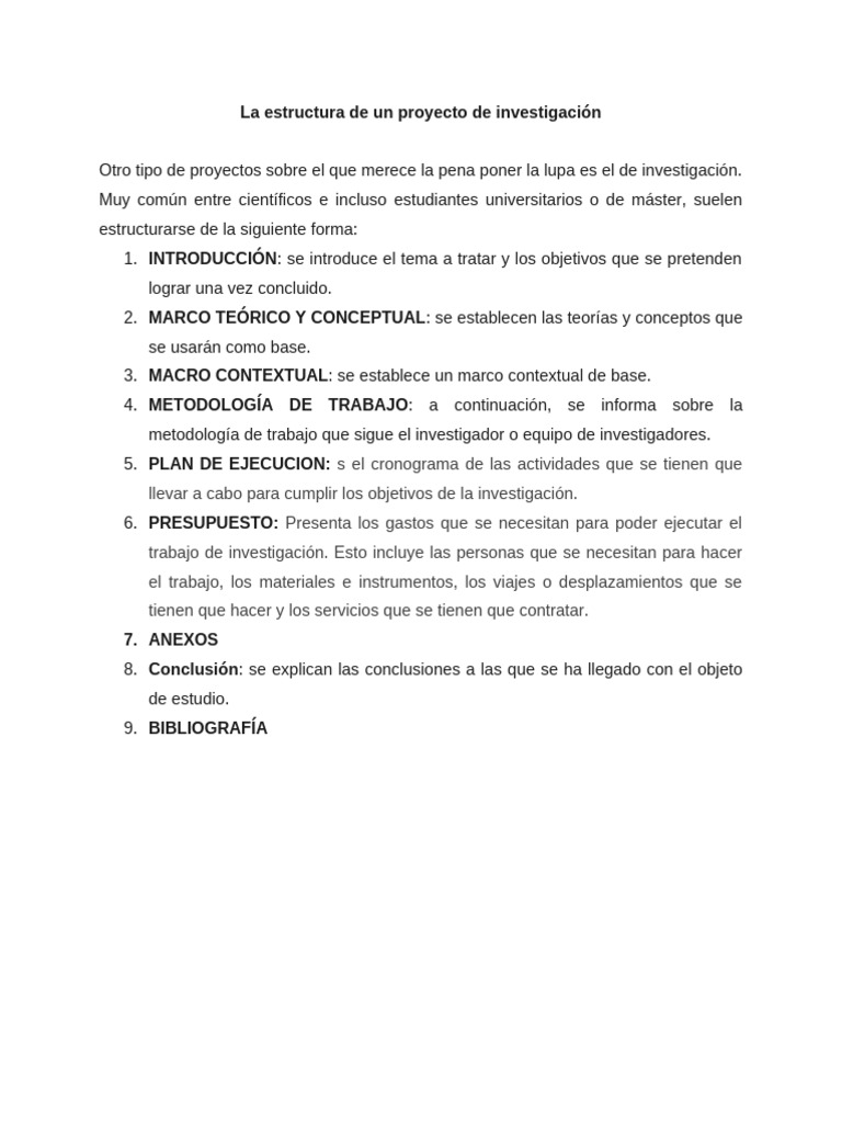 La Estructura de Un Proyecto de Investigación | PDF