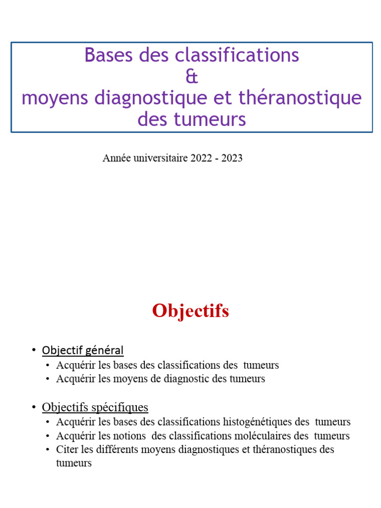 Classifications et diagnostics des tumeurs | PDF | Cancer ...