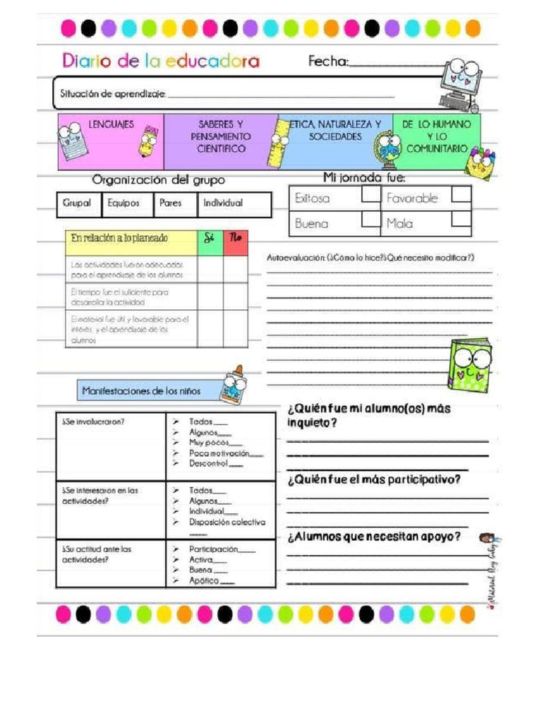 Diario de Trabajo Preescolar para Registro | PDF