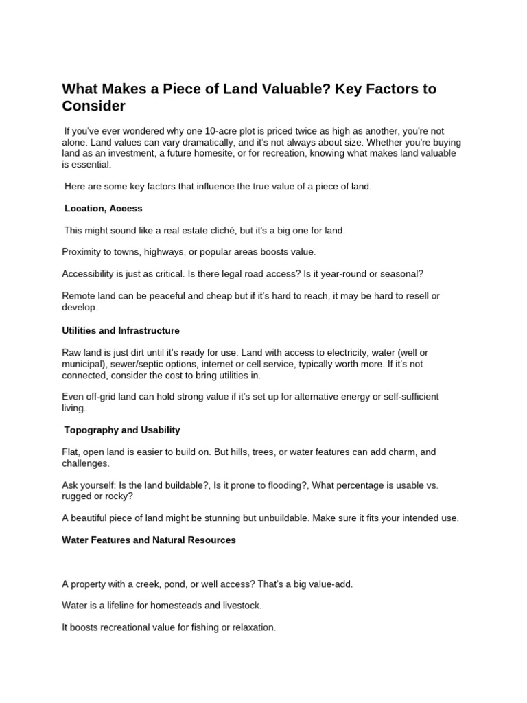 What Makes A Piece of Land Valuable - Key Factors To Consider | PDF ...