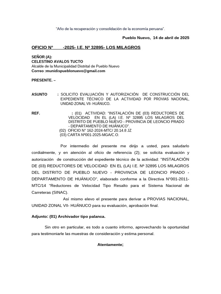 Oficio I.E. Apafa | PDF