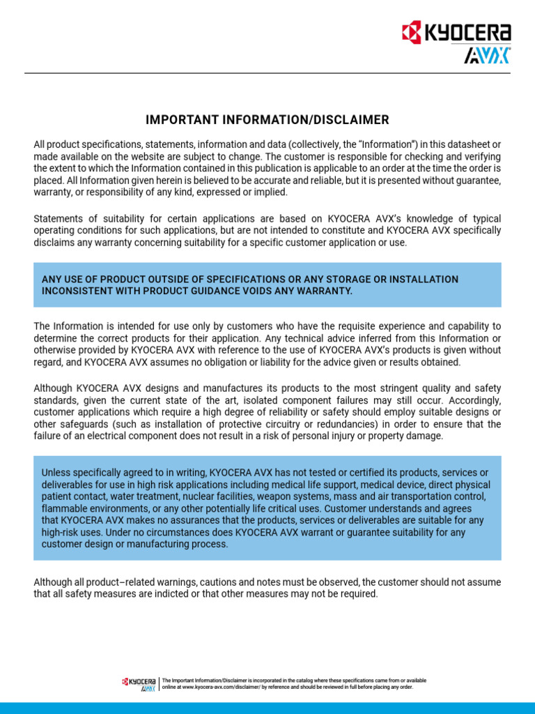 Catalog Datasheet Disclaimer | PDF | Safety | Information