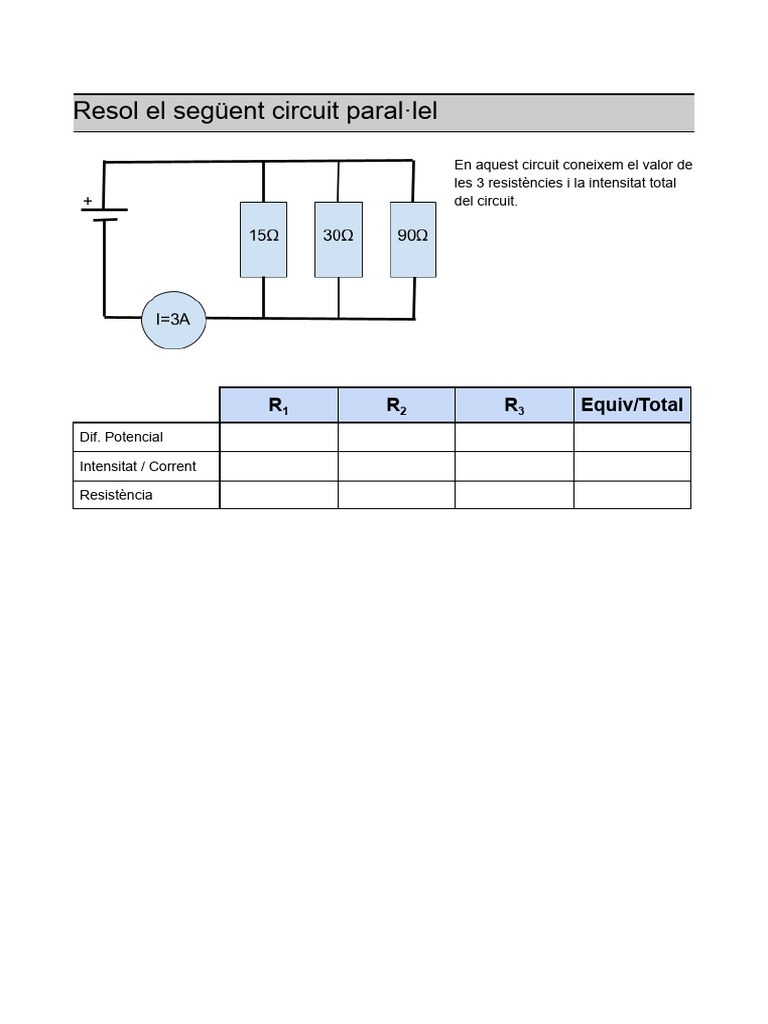 Resol El Següent Circuit Paral Lel v2 | PDF