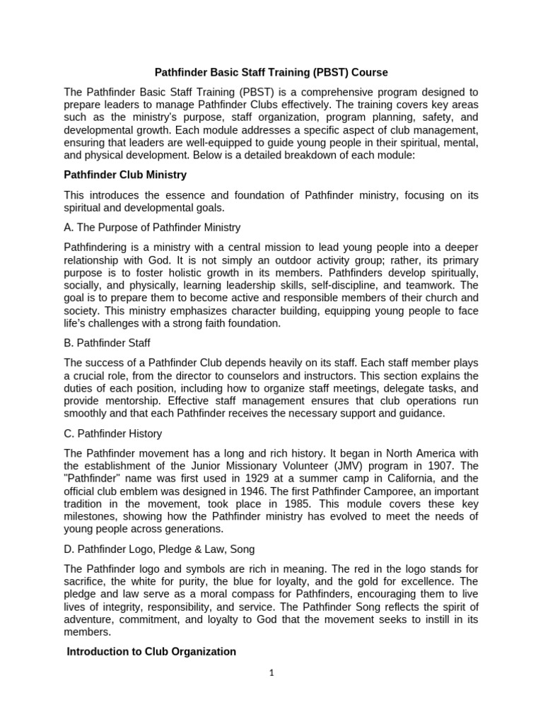 Pathfinder Basic Staff Training | PDF | Disciplines | Learning