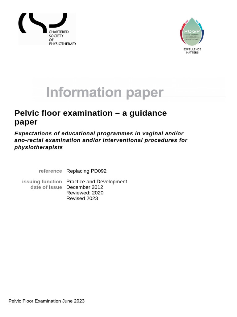 Pelvic Floor Examination CSP Expectations - 2023FINAL RS | PDF ...