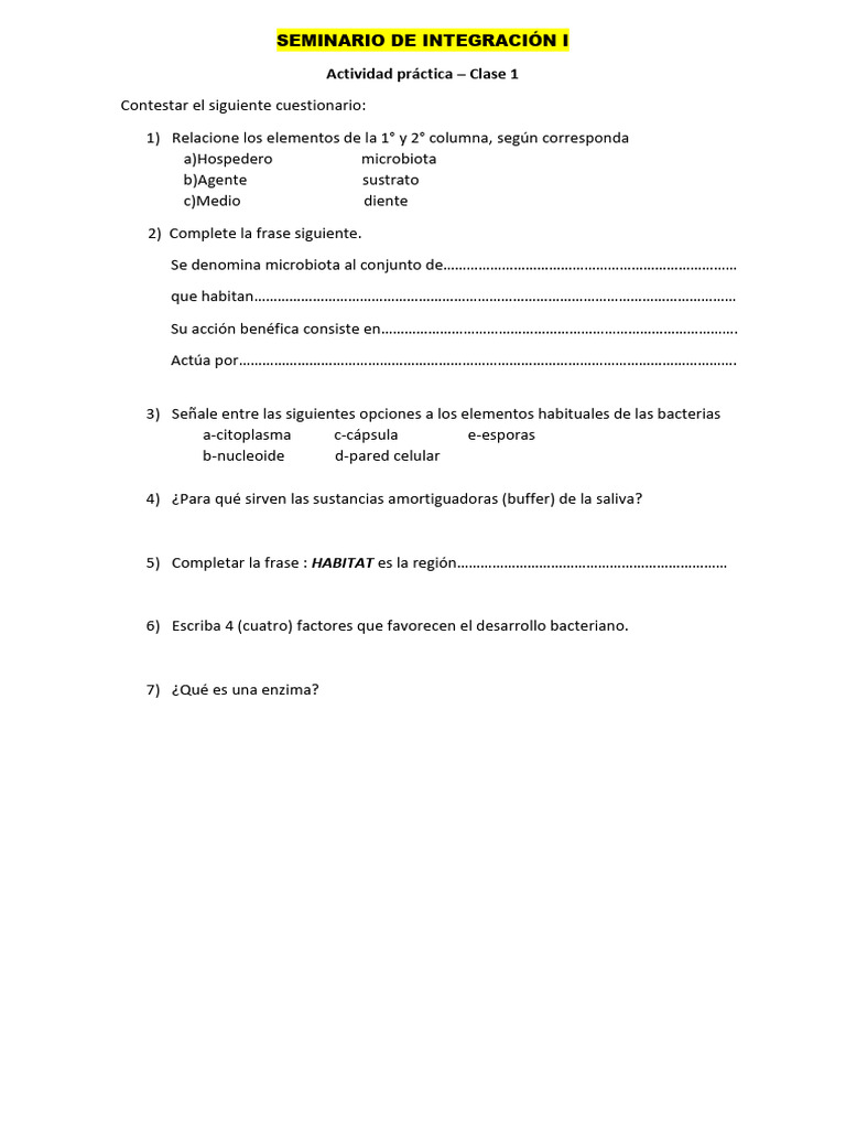 Cuestionario Clase 1 | PDF