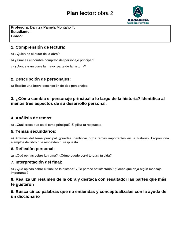 Plan Lector 2 Obra | PDF