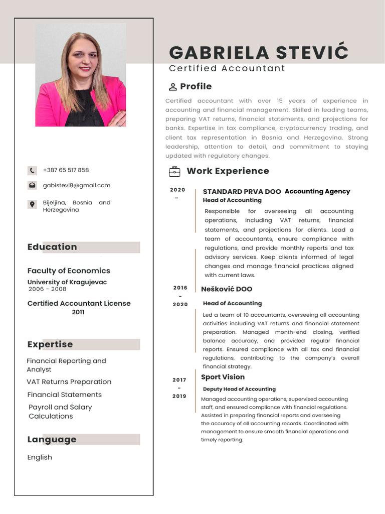 Gabi CV | PDF | Regulatory Compliance | Accounting