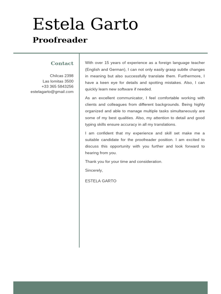 Proofreader Cover Letter | PDF