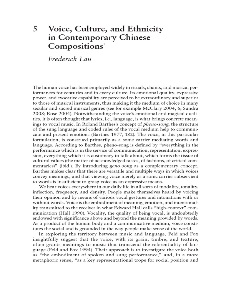 Voice, Culture, and Ethnicity in Contemporary Chinese Compositions ...