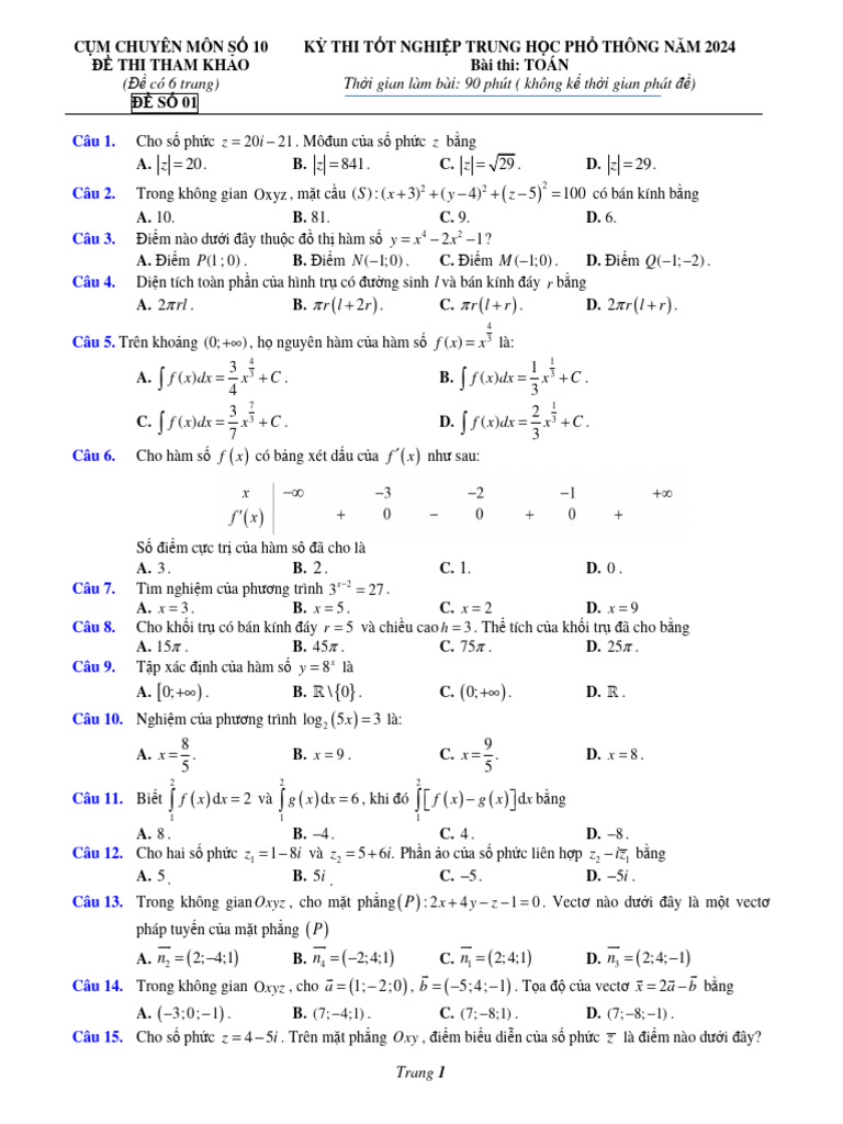 Z Z Z Z S X y Z: (Có 6 Trang) TH I Gian Làm Bài: 90 Phút (Không K TH I Gian Phát) | PDF