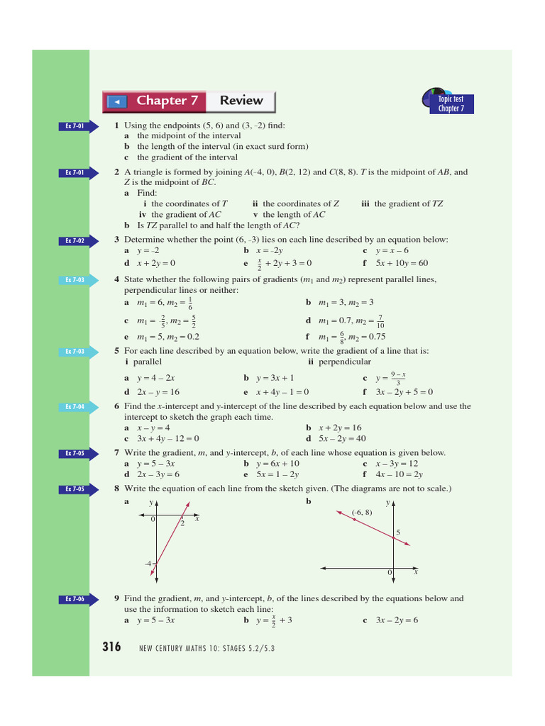 Linear Relationships Revision Ws Ans Pdf Perpendicular Interval