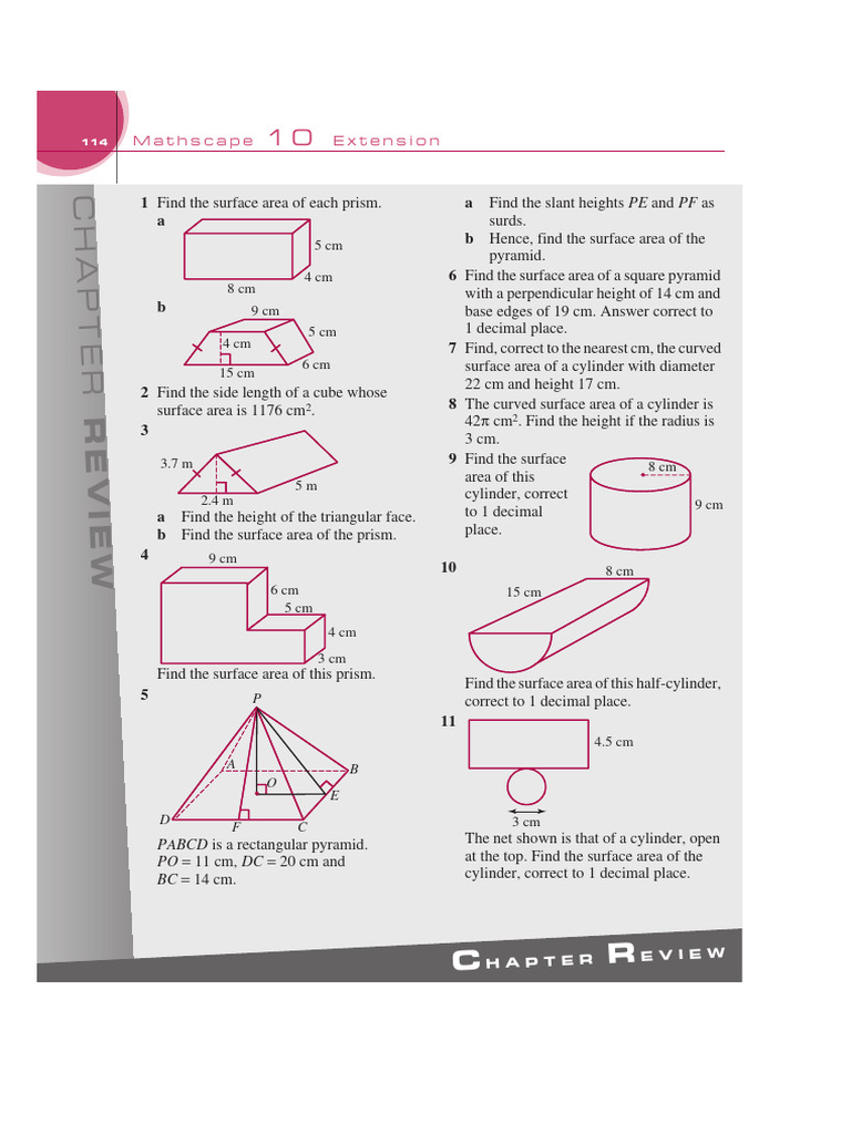 Surface Area and Volume Revision Ws & Ans | PDF | Area | Volume