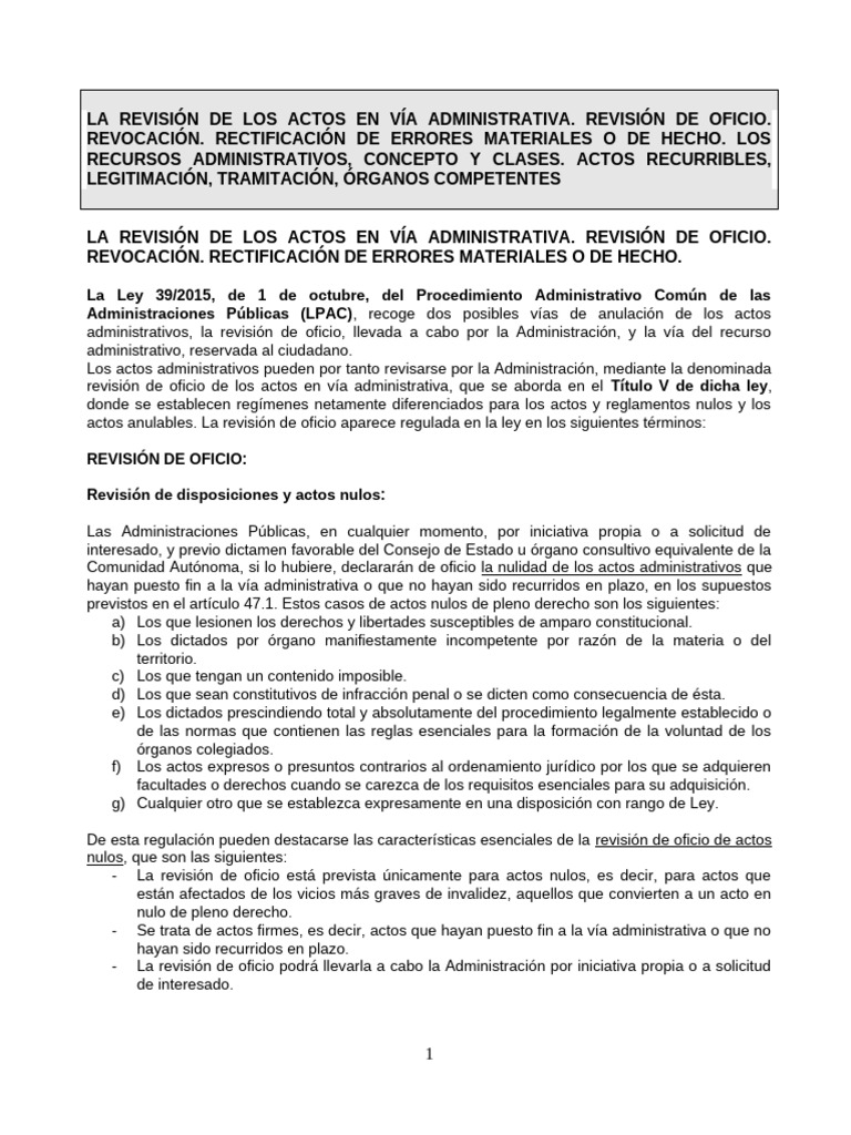 Revisión de Actos Administrativos en España | PDF | Esfera pública ...