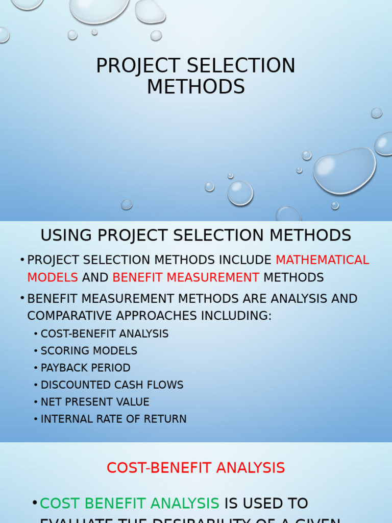 Project Selection Methods | PDF | Internal Rate Of Return | Net Present Value