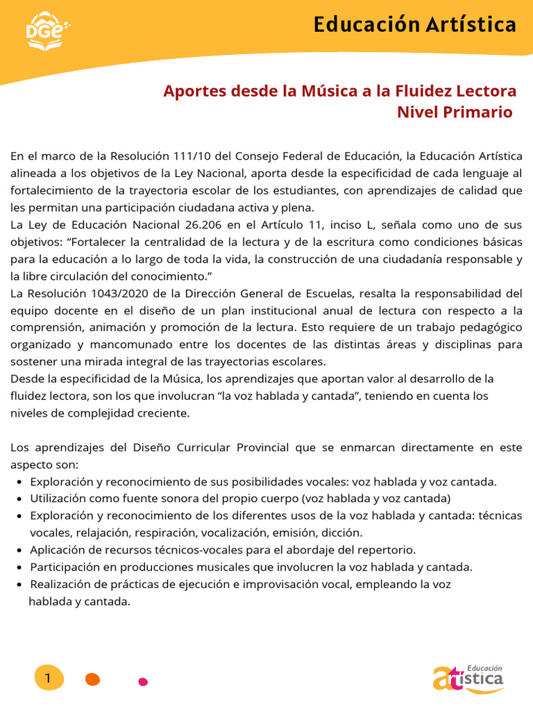 Música y Fluidez Lectora en Primaria | PDF | Canciones | Educación en ...