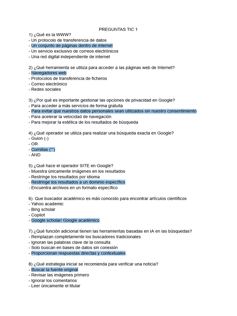 Preguntas Tic 1 | PDF | Computación en la nube | Cookie HTTP