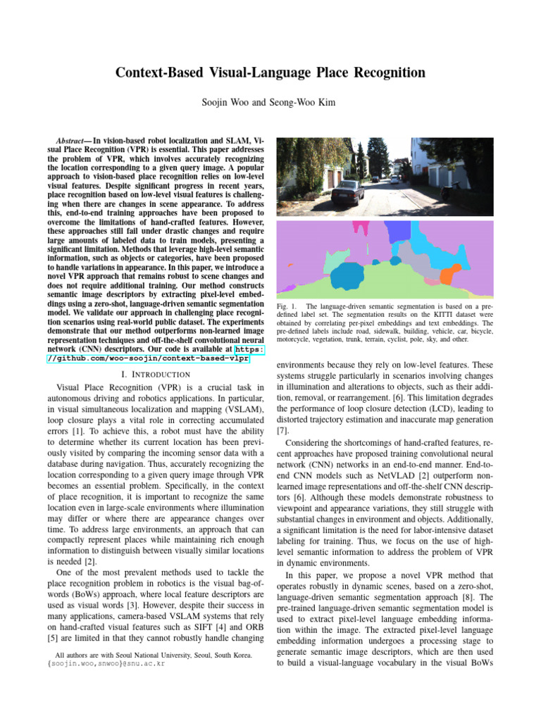 Context-Based Visual-Language Place Recognition | PDF | Image Segmentation | Computing
