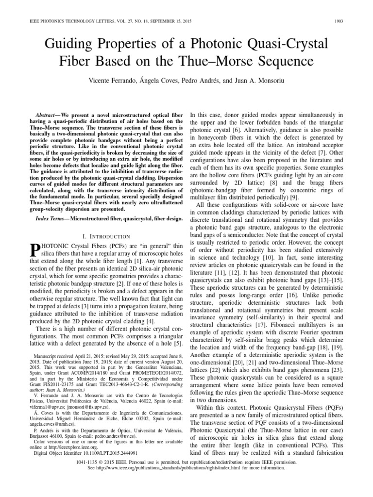 Guiding Properties of A Photonic Quasi-Crystal Fiber Based On The ...