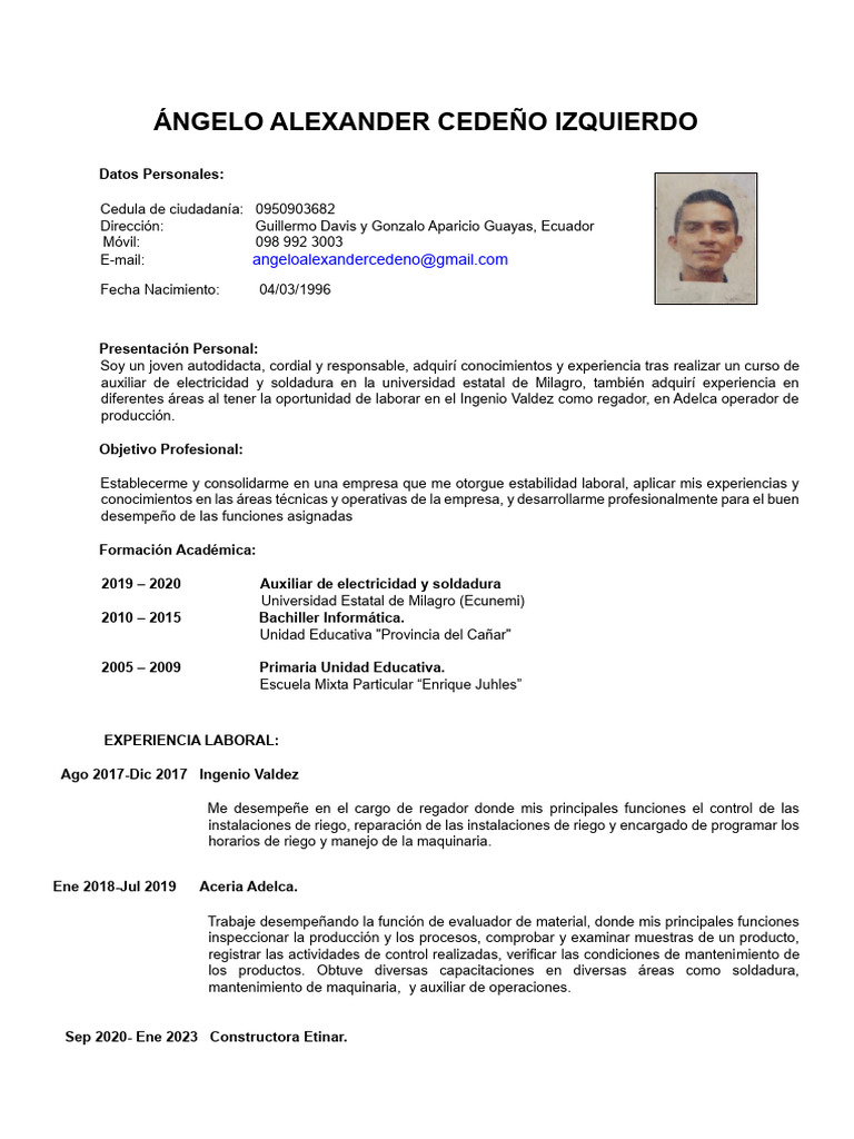 2 CV Angelo Cedeño Izquierdo 2 | PDF