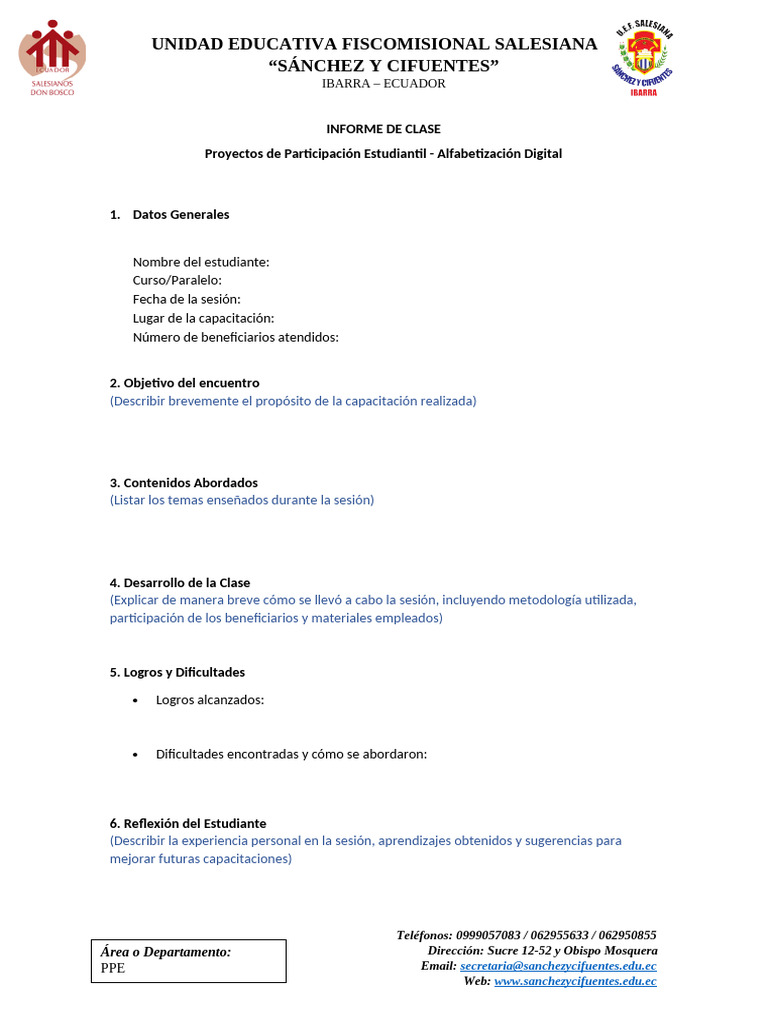 12d23f25 Plantilla Informe de Clase | PDF