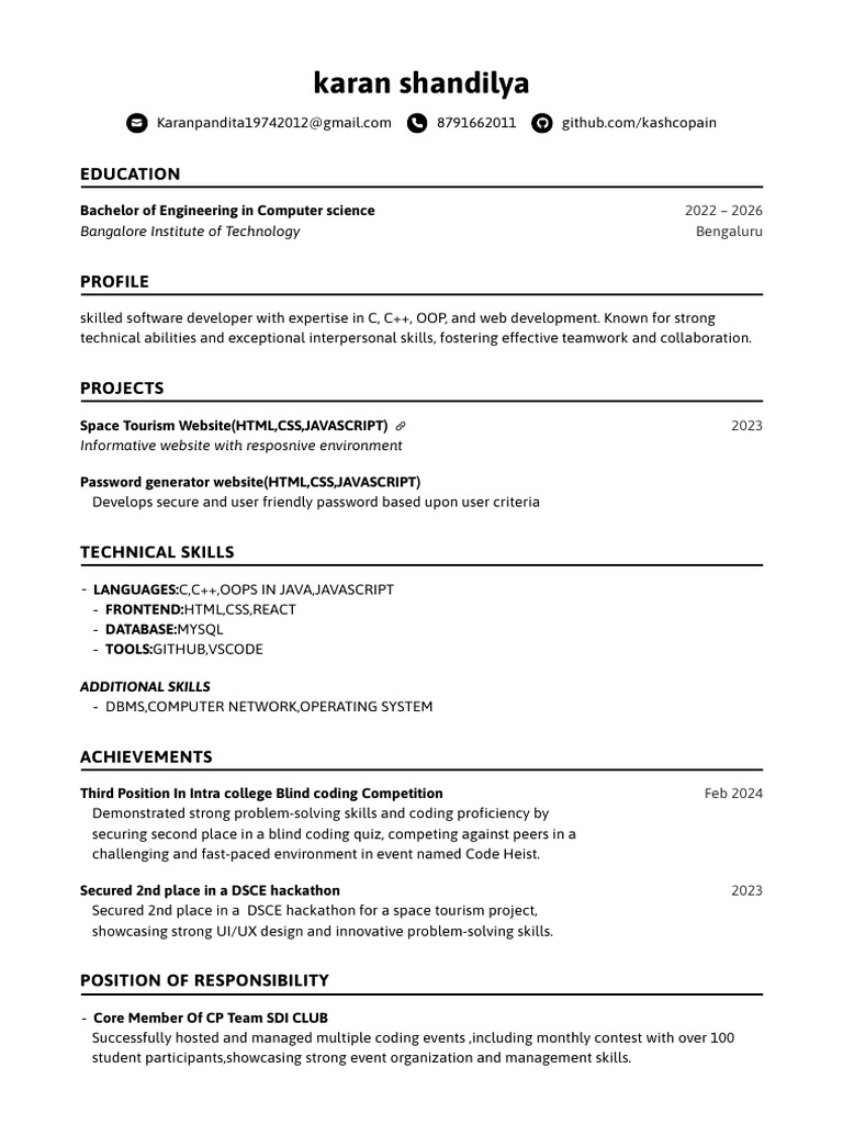 Karan Shandilya FlowCV Resume 20250212 | PDF