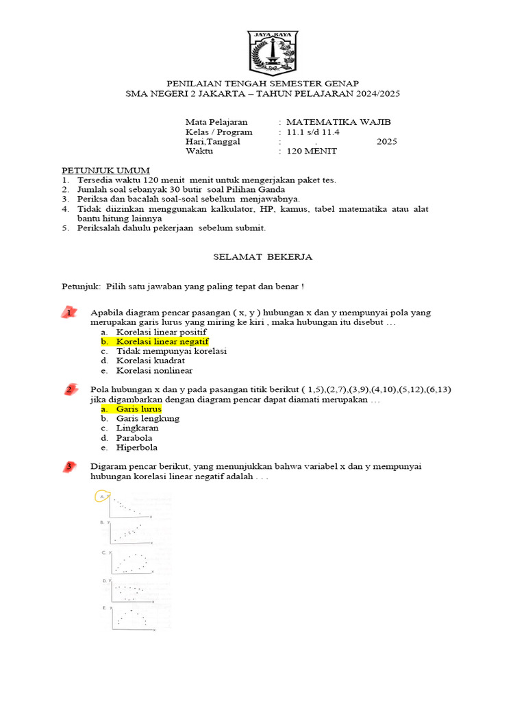 Pembahasan PTS 2025 Matwa 11 Reglin | PDF