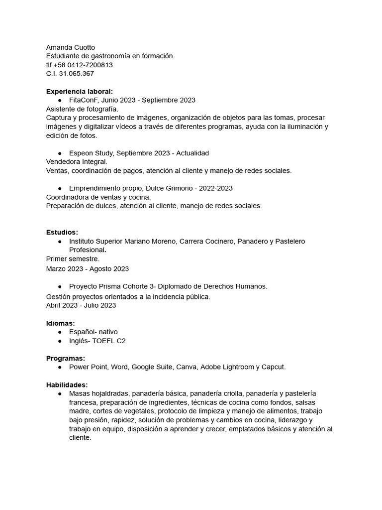 CV Amanda Cuotto1 | PDF