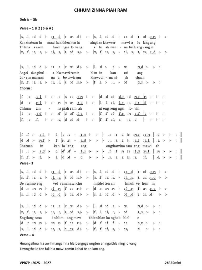 Chhum Zinna Piah Ram | PDF