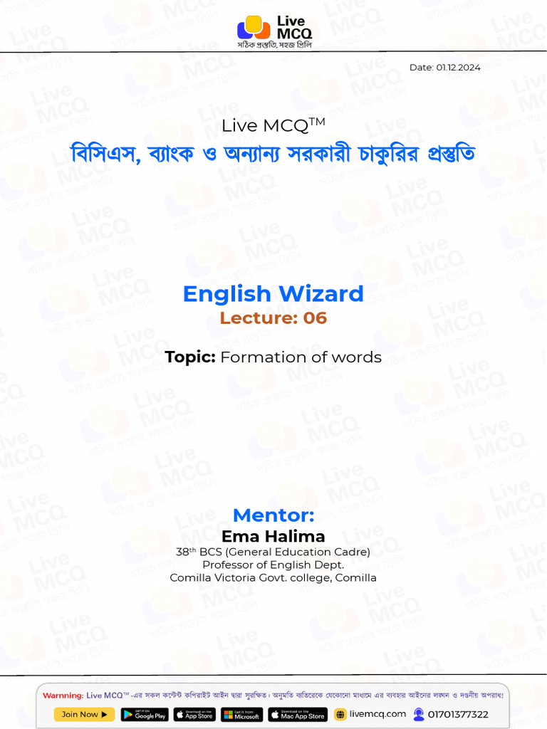 E.W Lecture-6 Formation of Word Wizard | PDF | Noun | Syntax