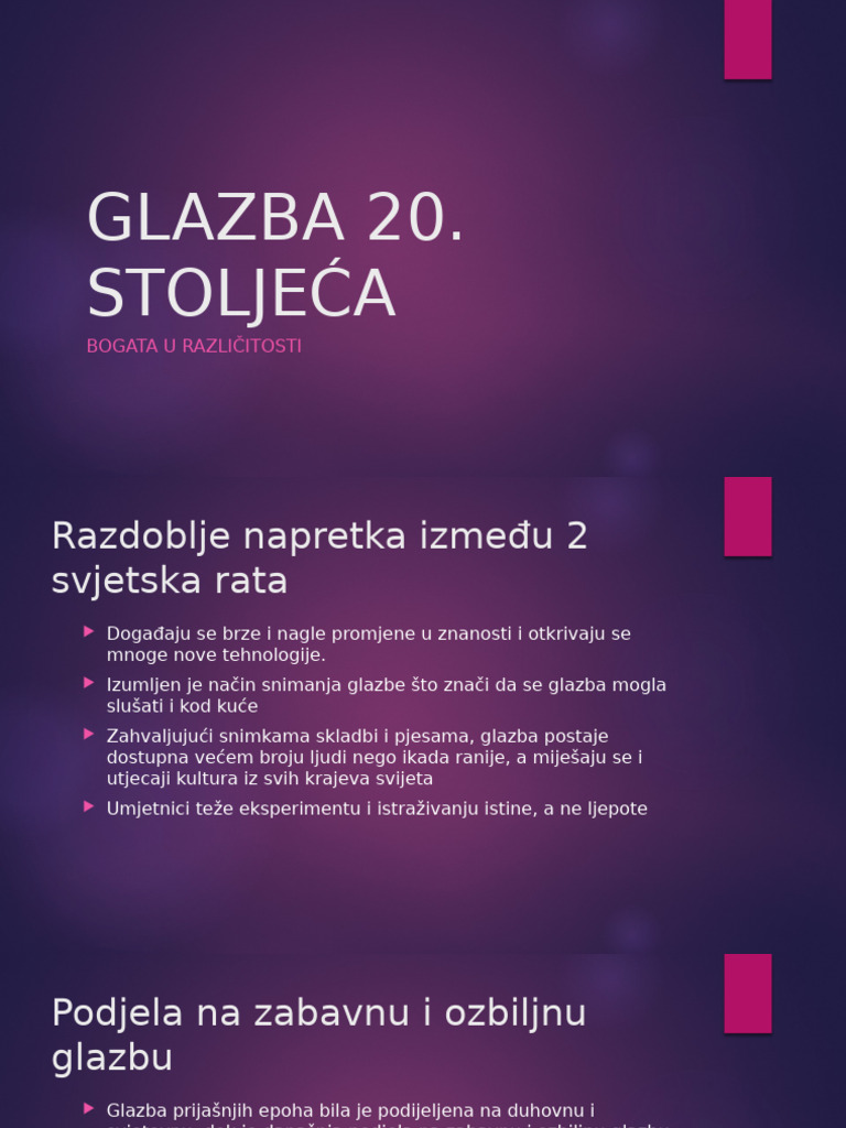 GLAZBA 20.STOLJEĆApptx | PDF