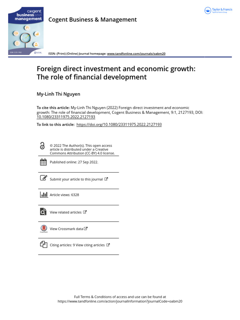 FDI, Economic Growth & Financial Development | PDF | Economic Growth ...